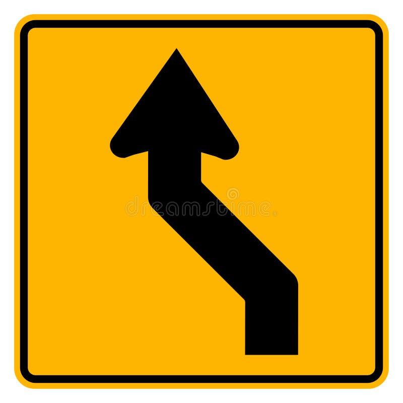 Curved Left Traffic Road Sign,Vector Illustration, Isolate on White ...