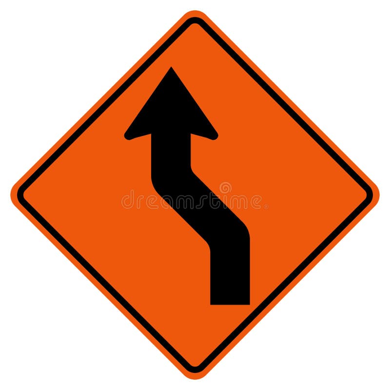 Curved Left Traffic Road Symbol Sign Isolate on White Background,Vector ...