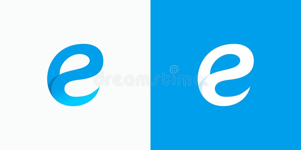 Curved Letter E Shape Vector Logo Design with Three-dimensional Effect ...