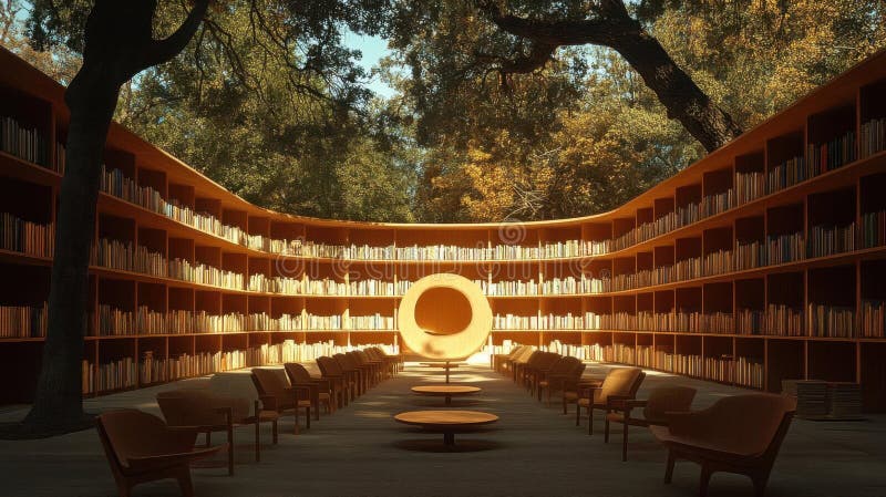 Curved Library in Woods stock image. Image of wood, outdoor - 384401241