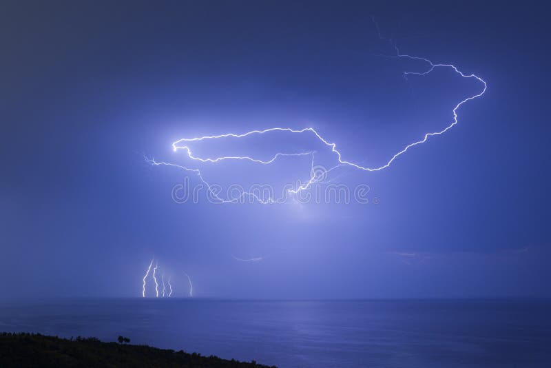Curved Lightning in the Sky Stock Image - Image of energy, cloudy ...