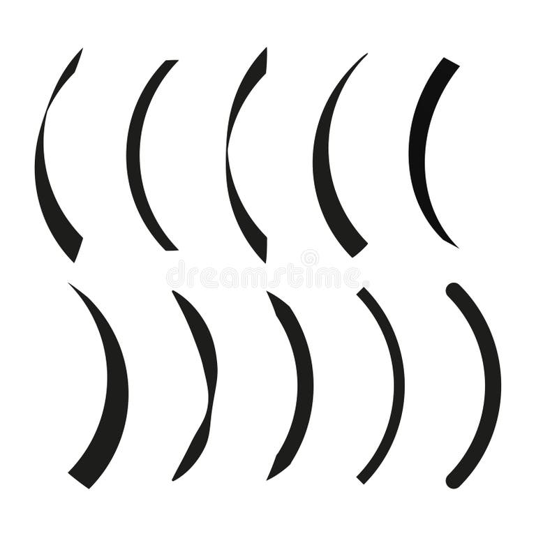Curved Line Elements. Thick Arc Shape. Abstract Black Strokes. White ...
