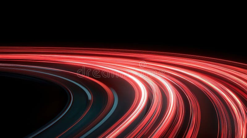 A Curved Line of Red and White Lights Stock Photo - Image of depth ...