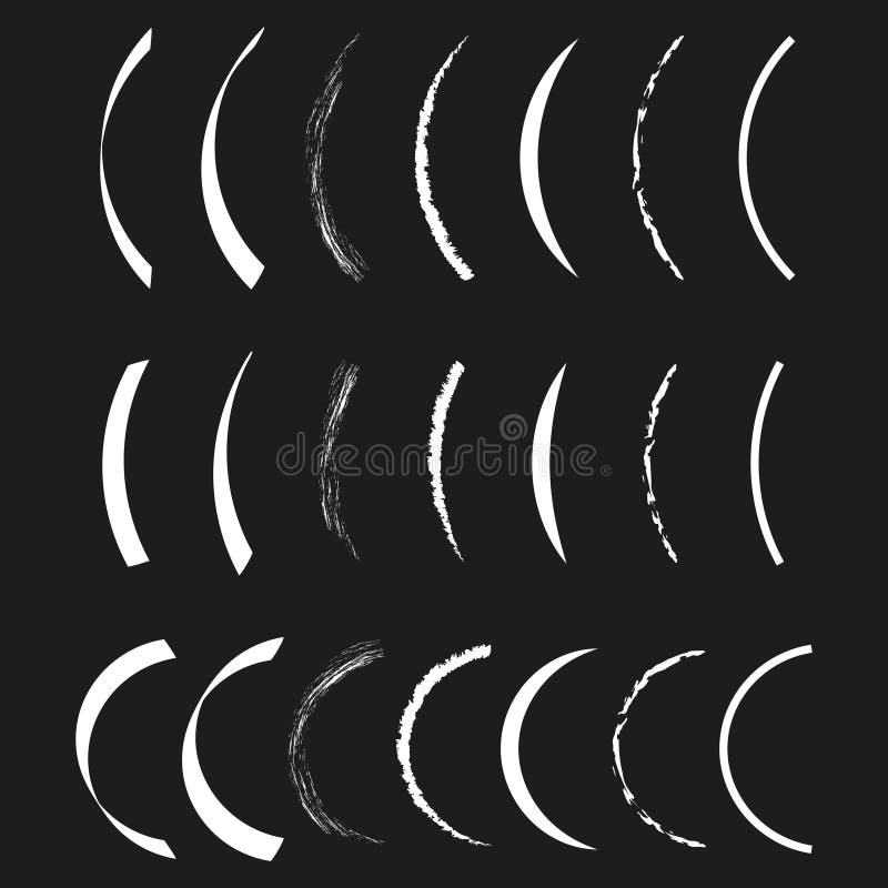 Curved Line Set. Various Arc Shapes. Black Stroke Pattern. Vector ...