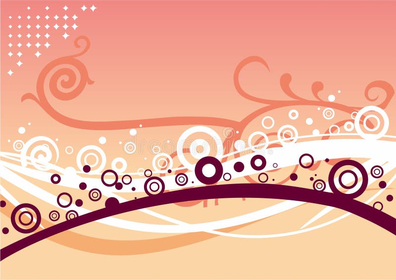 Retro Abstract Background with Curved Lines and Circular Patterns ...