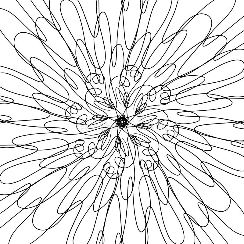 Curved Lines, Curls Mandala. Abstract Coloring Book Page. Circles and ...