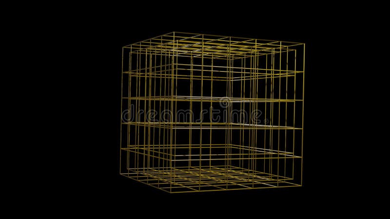 Curved Lines Go Around Inside of a Square Wire Frame Stock Illustration ...