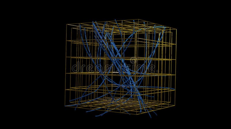 Curved Lines Go Around Inside of a Square Wire Frame Stock Illustration ...