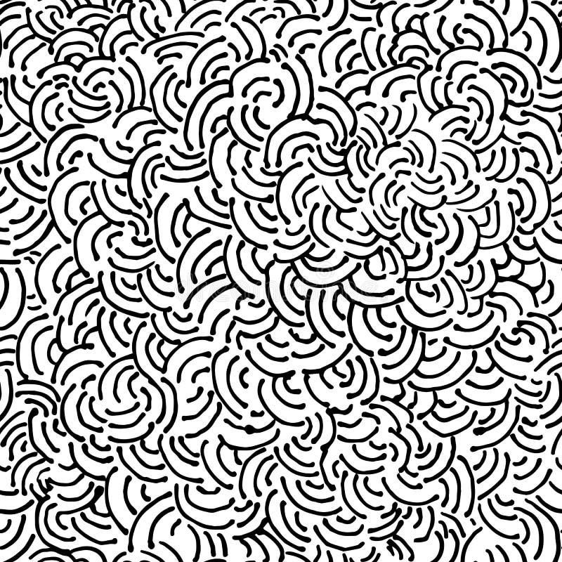 Curved Lines Ink Hatching. Hand Drawn Vector Seamless Pattern Stock ...