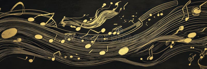 Curved Lines and Musical Notes on a Dynamic Canvas Stock Illustration ...