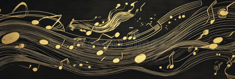 Curved Lines and Musical Notes on a Dynamic Canvas Stock Illustration ...