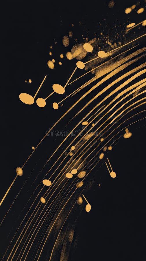 Curved Lines and Notes on a Dark Dynamic Artwork Stock Illustration ...