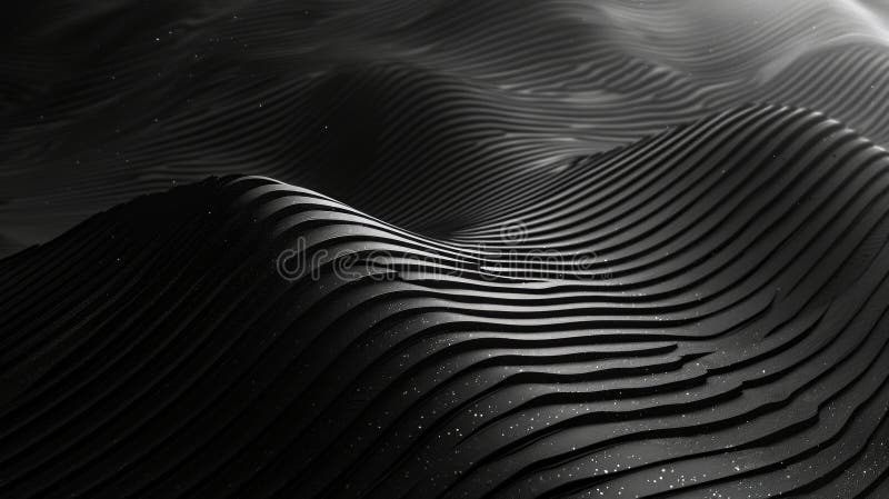 A Black Landscape with Wavy Patterns and Ridges Creating an Abstract ...