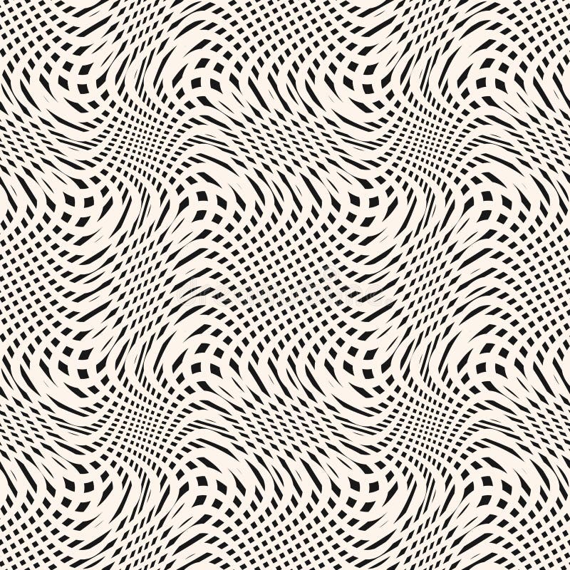 Curved Lines Seamless Pattern. Vector Black and White Ripple Surface ...