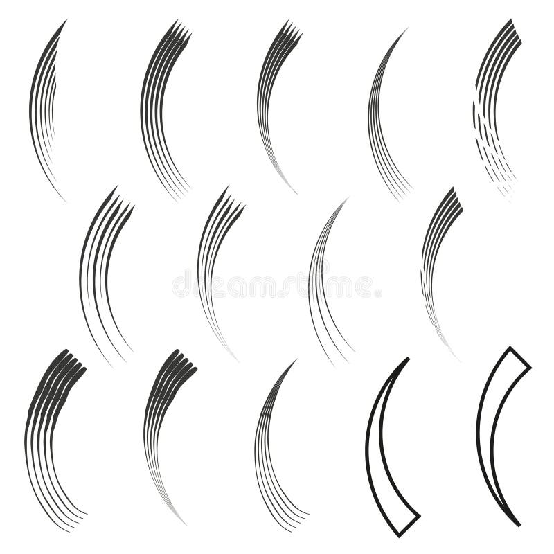 Curved Lines Set. Black and White. Different Styles. Vector Elements ...
