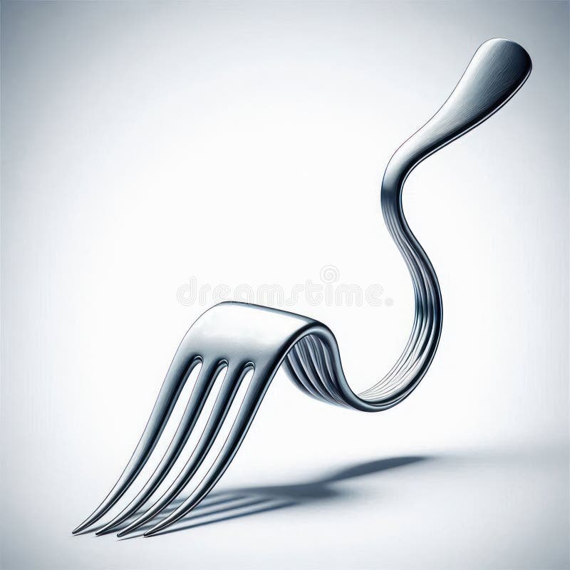 Curved Metal Fork. Space for Text. Stock Photo - Image of surrealism ...