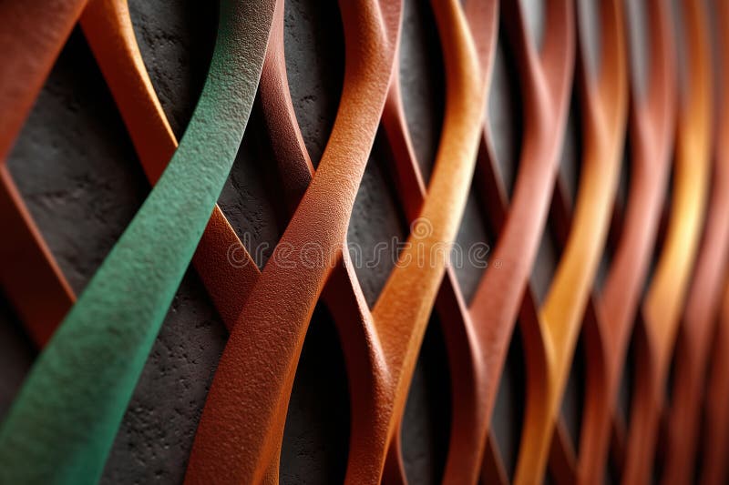 Curved Metal Structure with Colored Bands, Abstract Architectural ...