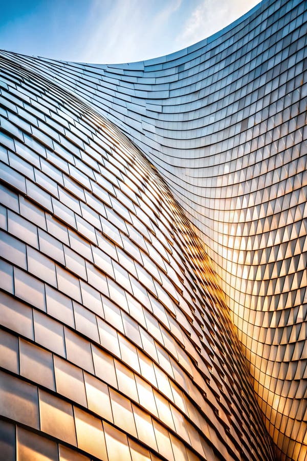 Curved Metal Tiles Cladding Architecture Abstract Background Stock ...