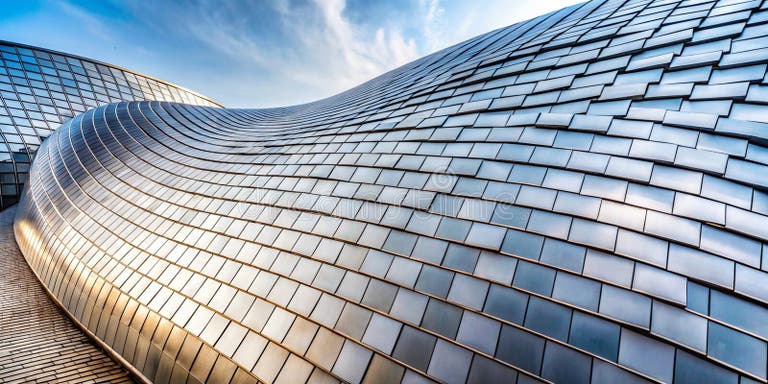 Curved Metal Tiles Cladding Architecture Abstract Background Stock ...