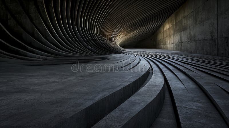 Curved Minimalist Architecture Modern Abstract Space with Diagonal ...
