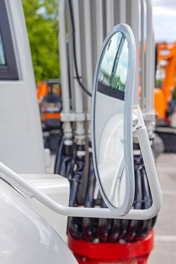 Curved Mirror Construction Vehicle Stock Image - Image of industrial ...