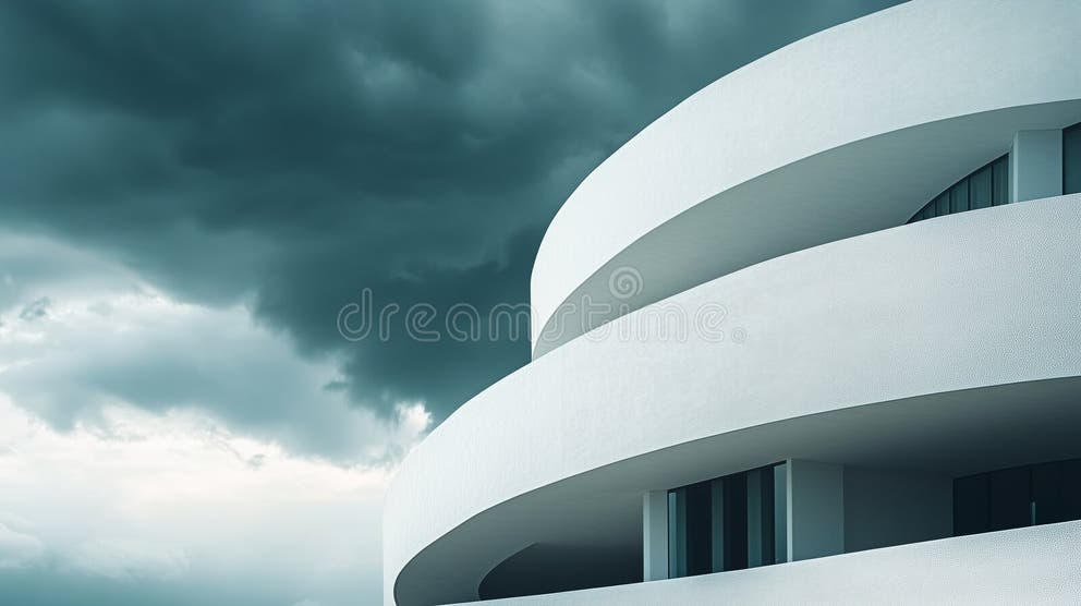 Curved, Modern Architectural Structure Featuring White, Smooth ...