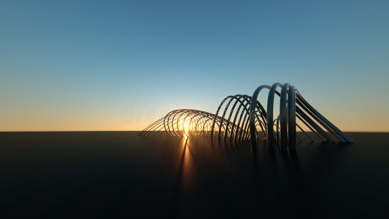 Curved Modern Bridge at Sunset 3 Dimensional Realistic Curving Modern ...