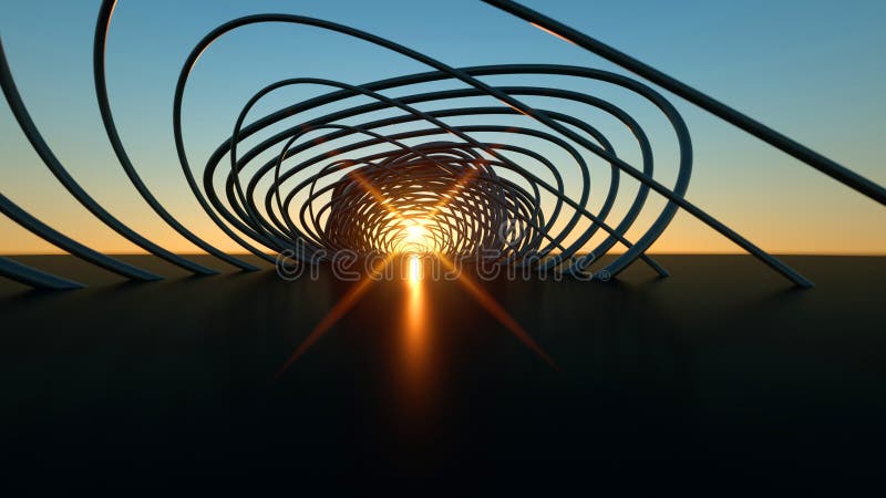 Curved Modern Bridge at Sunset 3 Dimensional Realistic Curving Modern ...