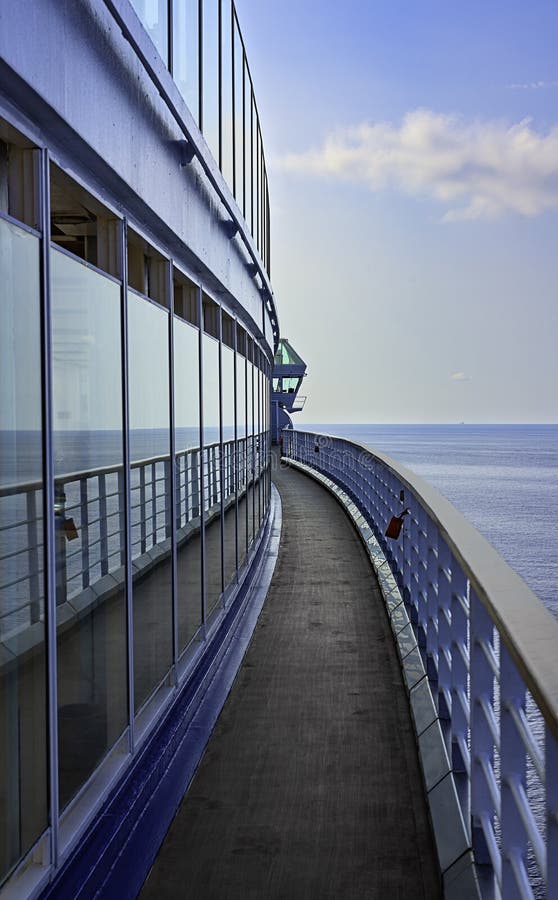 Curved Modern Walkway on a Ship Deck Stock Image - Image of cruise ...