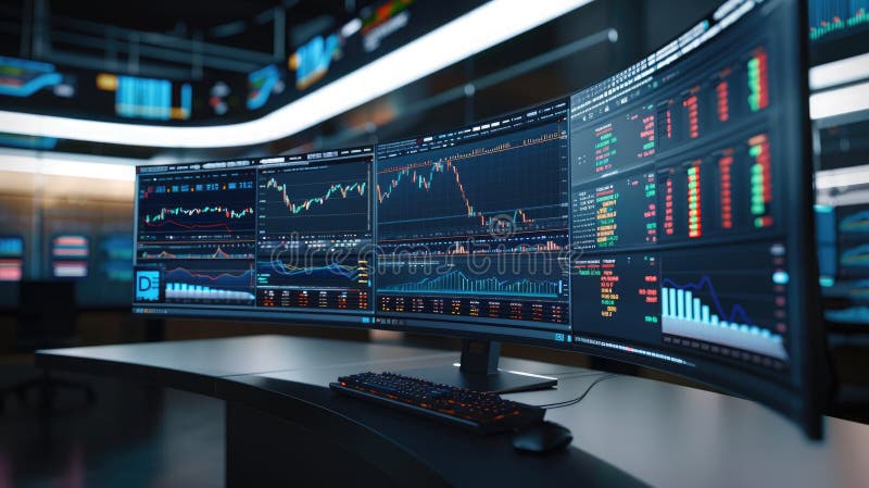 Curved Monitor Displays Vibrant Financial Market Data on Trading Floor ... Curved Monitor Displays Vibrant Financial Market Data on Trading Floor ...