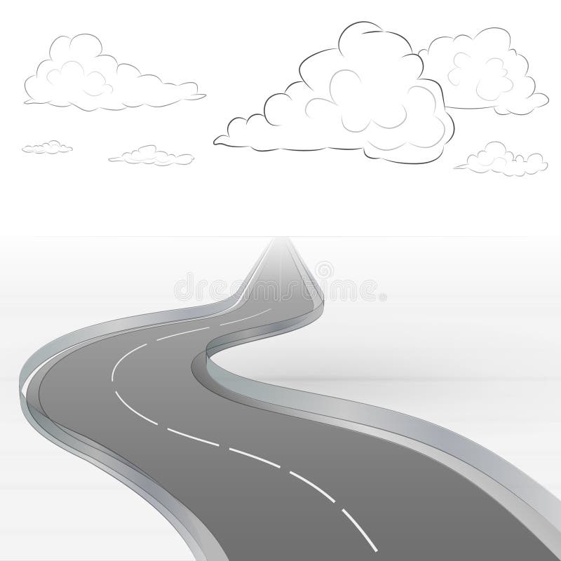 Curved Motorway Disappearing with Clouds Stock Illustration ...