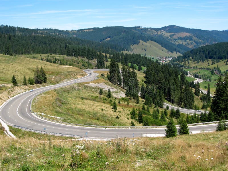 Curved mountain road stock photo. Image of forest, summer - 21040628