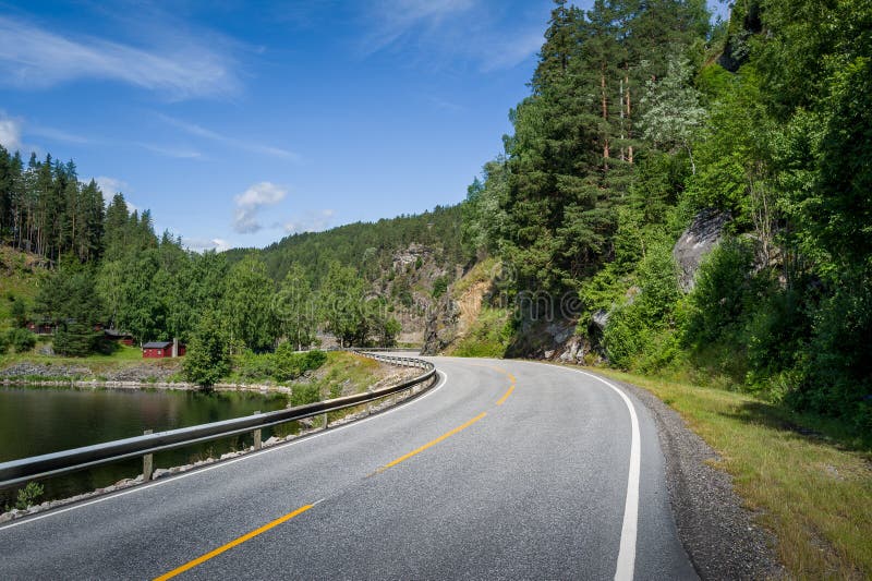 Curved Mountain Road in Norway Stock Image - Image of hills, nature ...