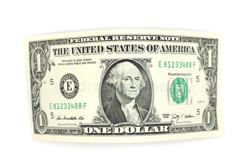 Curved one dollar bill stock image. Image of washington - 41451433