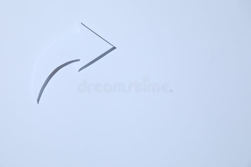 Curved Paper Arrow on White Background, Top View. Space for Text Stock ...
