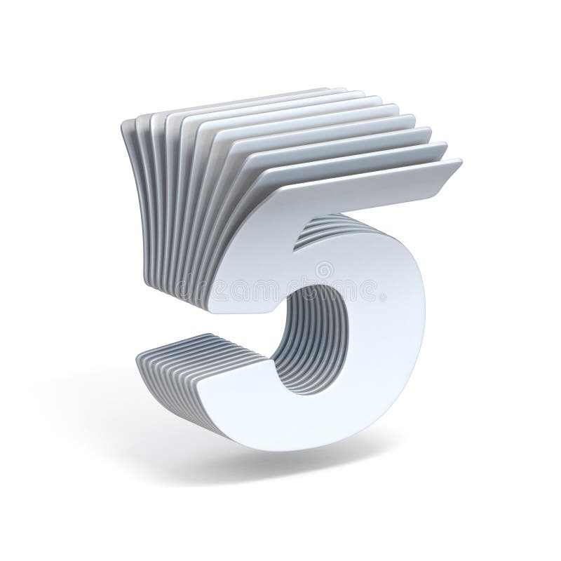 Curved Paper Sheets Number 5 FIVE 3D Stock Illustration - Illustration ...