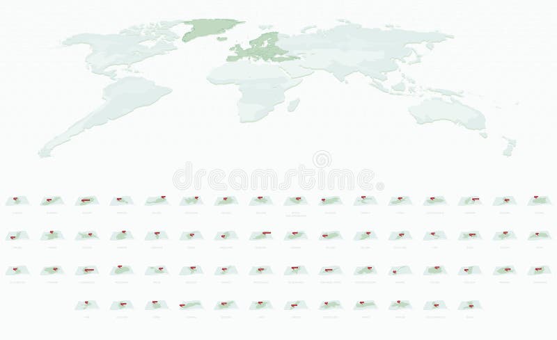 Curved Paper Style Maps of Europe with Capital Cities. Vector ...