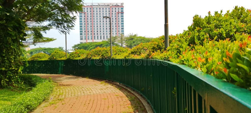 Curved path in the garden stock photo. Image of apartment - 349048944