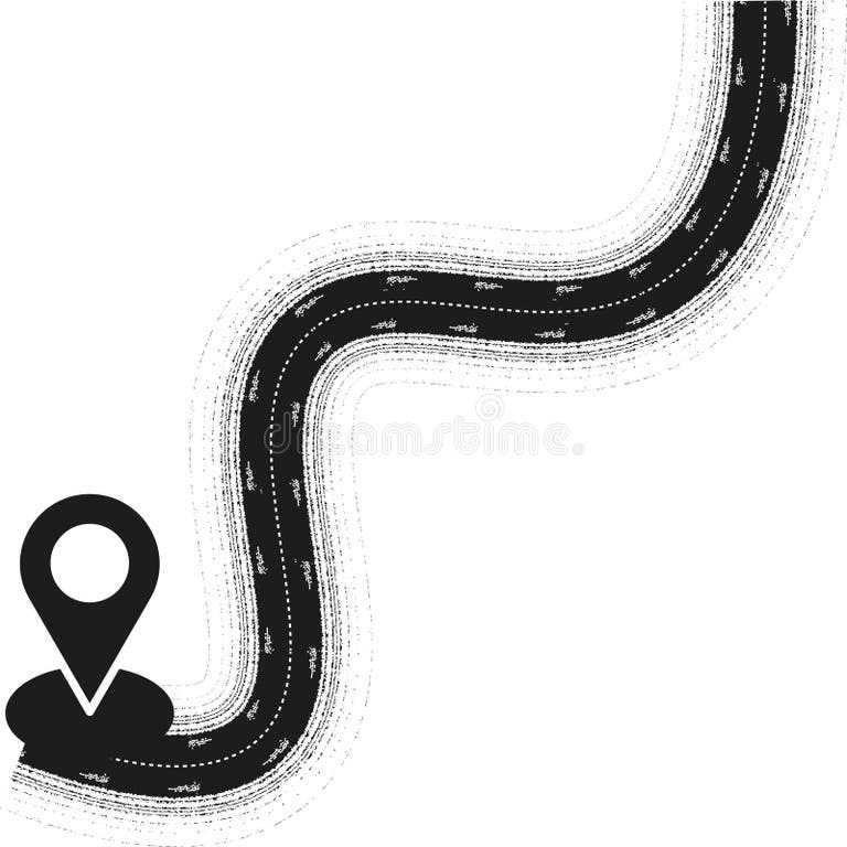 Curved Path Marker. Black Route Indicator. Travel Guide Symbol. Vector ...