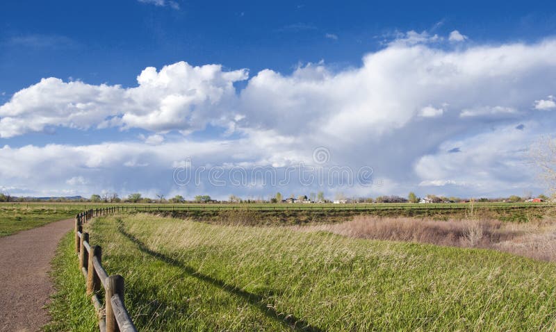 Curved Path and Railing into a Scenic Distance Stock Image - Image of ...