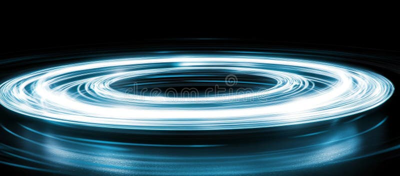 Curved Paths of Abstract Blue Light Trails, Radiant Brightness on a ...