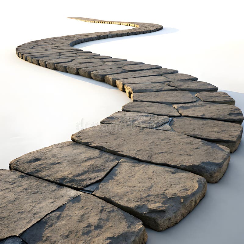 Curved Pathway of Circular Stone Stepping Stones on Textured Pavement ...