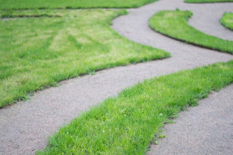 Curved Pathways in a Green Garden Landscape Stock Photo - Image of ...