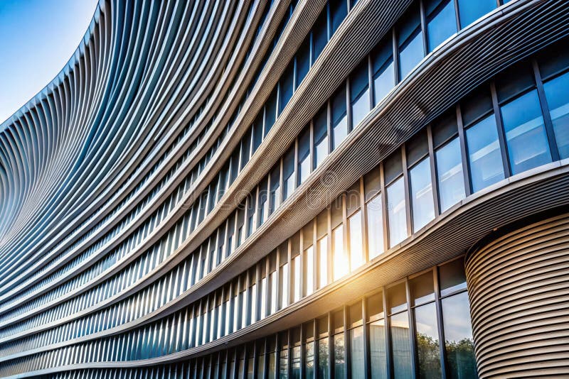 Curved Pattern Modern Building Wall Facade Architectural Details Stock ...