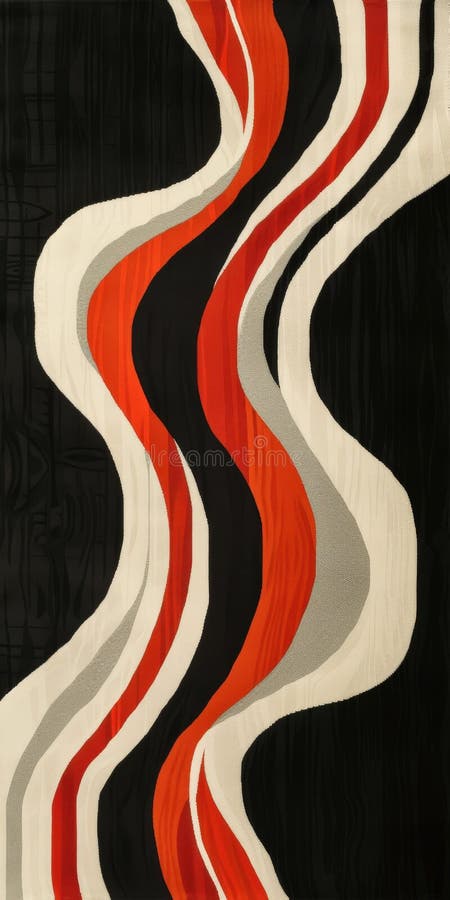 Abstract Art with Repetitive Curves and Bold Colors on a Black ...