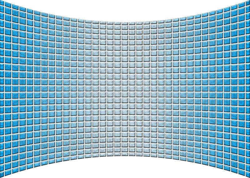 Curved Perspective Blue Glass Wall Stock Illustration - Illustration of ...