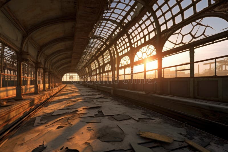 Curved Perspective of a Deserted Platform Stock Illustration ...