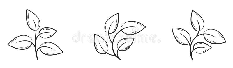 Curved Plants with Leaves Line Illustrations. Spring, Planting and ...