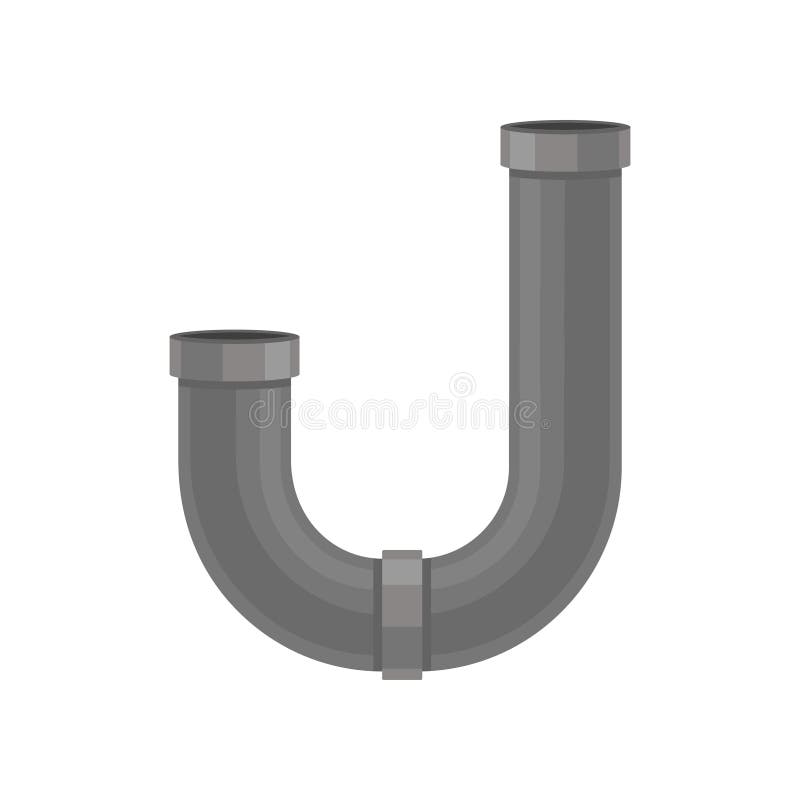 Curved Plastic Water Pipe on White Background. Stock Vector ...