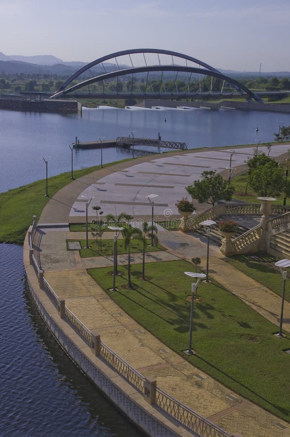 Curved Promenade and Curved Bridge Stock Photo - Image of bridge, walk ...